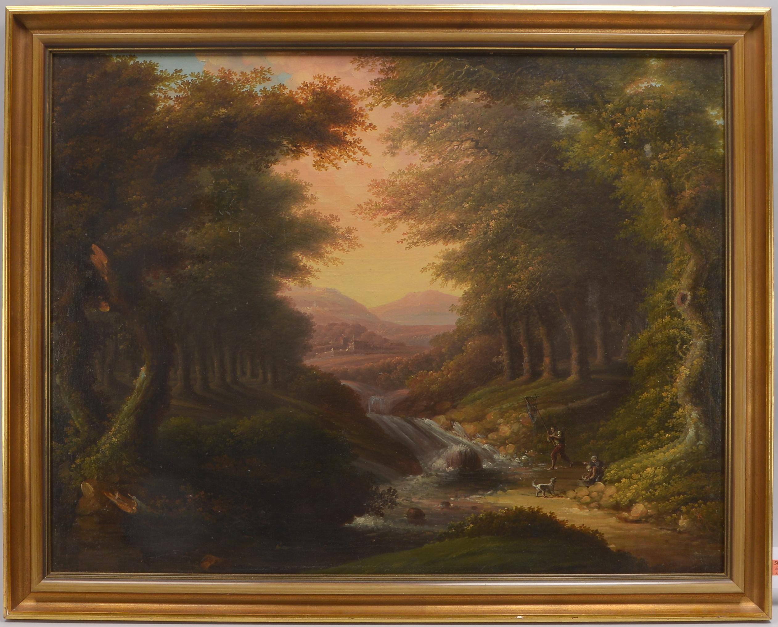 Johann Wilhelm Cordes | Romantische Landschaft mit Angler | MutualArt