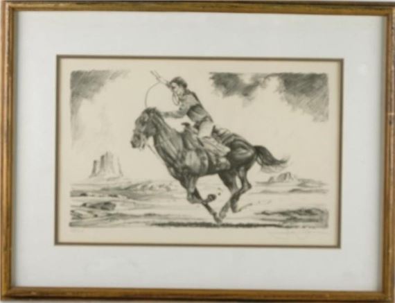John Bruce | etching - Rope the critter | MutualArt