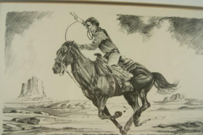 John Bruce | etching - Rope the critter | MutualArt