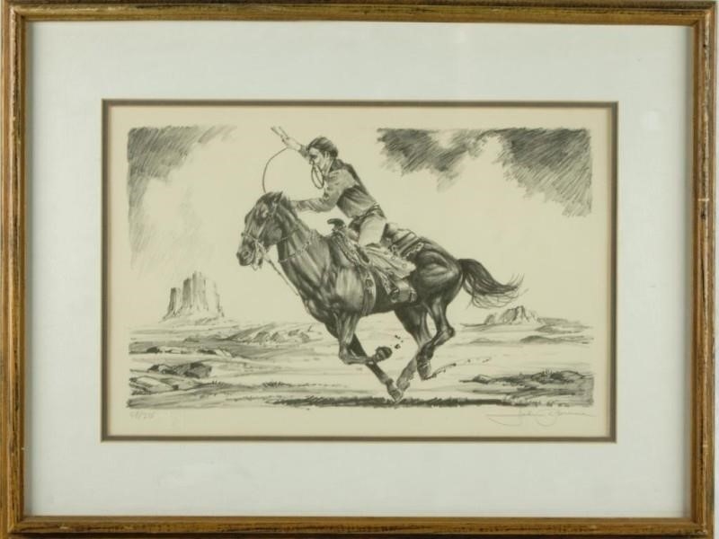 John Bruce | etching - Rope the critter | MutualArt
