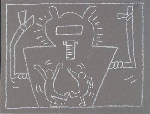 Keith Haring | Chalk on paper (Circa 1988) | MutualArt