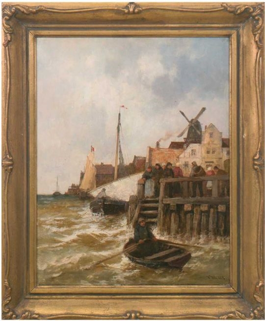 Karl Theodor Wagner | Belebte holländische Hafenszene | MutualArt