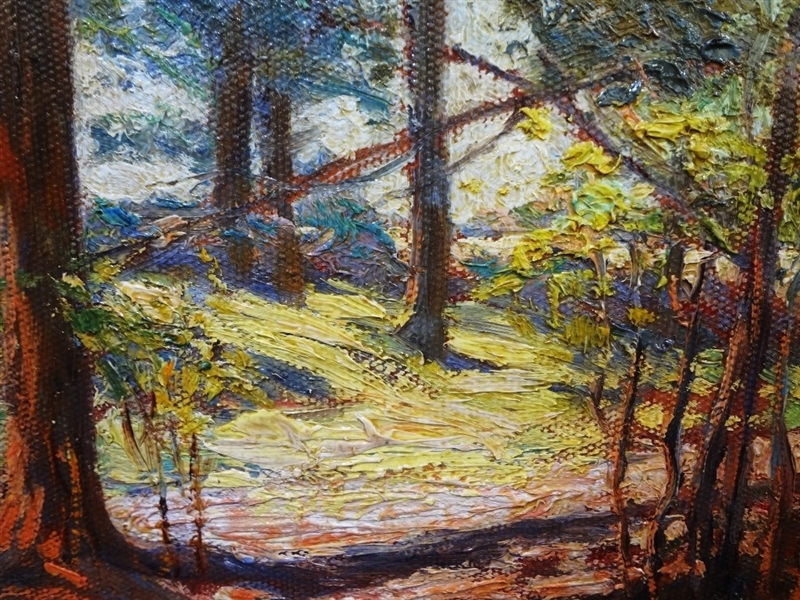 Wilbur L. Oakes | Wilbur Oakes Original Oil Painting Forest Scene ...