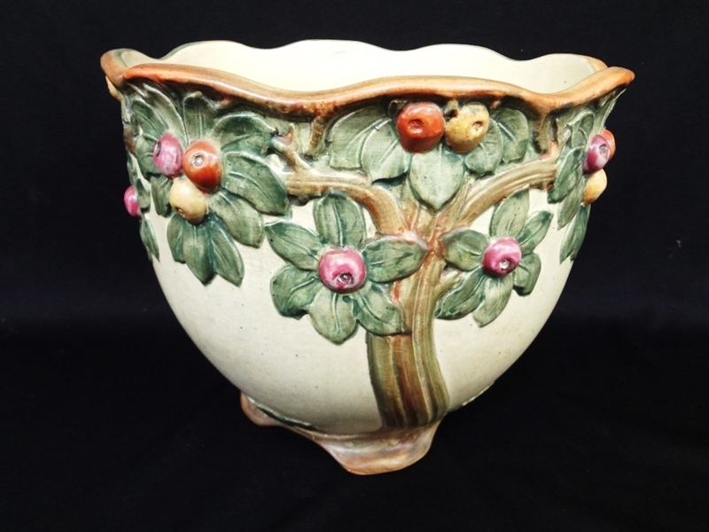 Weller Pottery | Weller Pottery Oversize Jardiniere Apple Tree Black ...