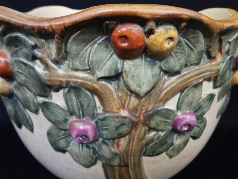 Weller Pottery | Weller Pottery Oversize Jardiniere Apple Tree Black ...