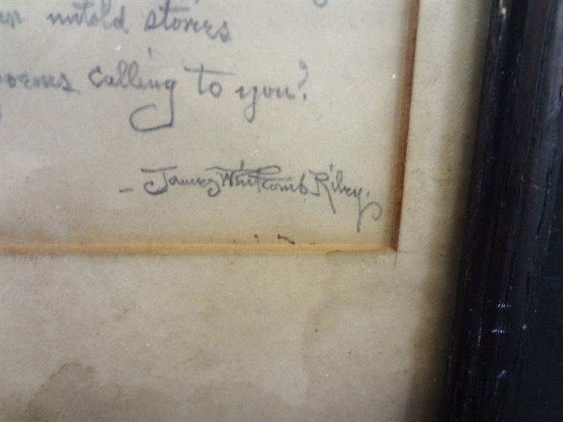 Lifetime | James Whitcomb Riley Full Hand Written Poem Signed by Author ...