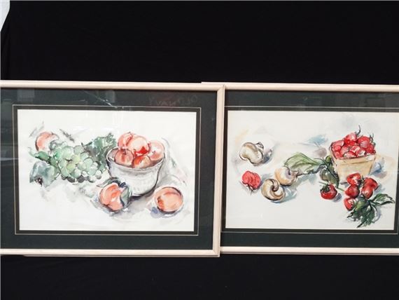 Janet Mack | (2) Original Janet Mack Watercolor Still Life Fruit: Both ...