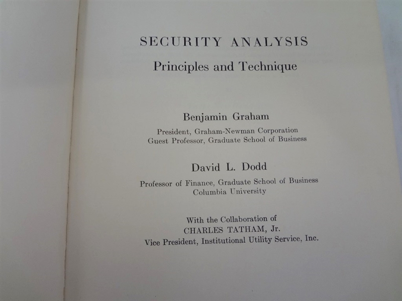 David Dodd | Security Analysis (1951) | MutualArt