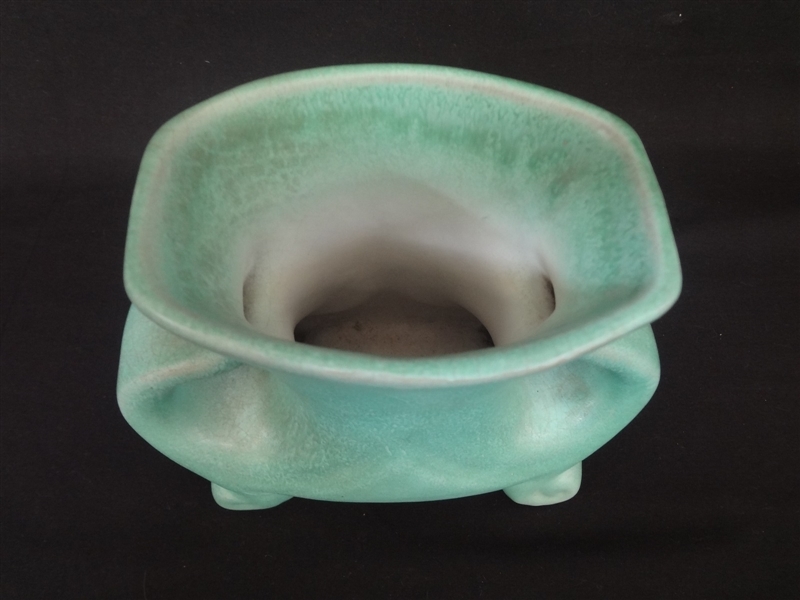 Weller Pottery | Weller Pottery Wide Fan Vase Blue 1920's Script Mark ...