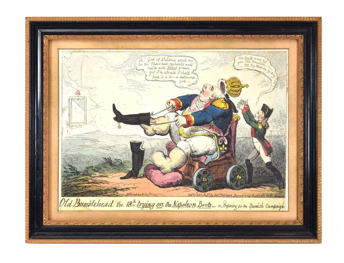 George Cruikshank | Old Bumblehead the 18th trying on Napoleon Boots ...