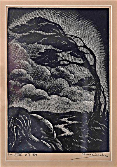 Isac Friedlander | Man in Storm (Circa 1934) | MutualArt