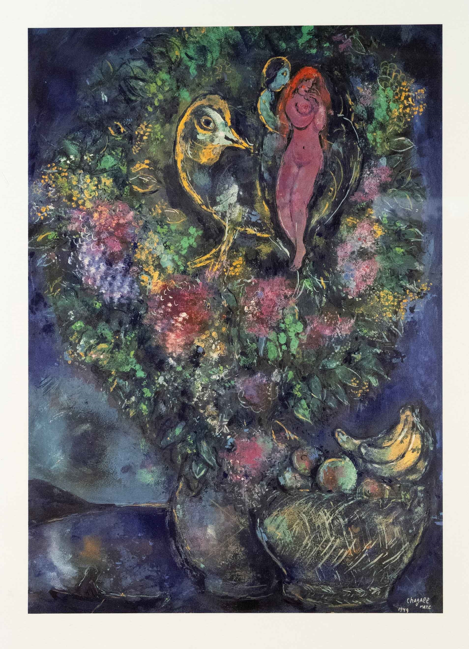 Marc Chagall | Still Life with Couple and Bird (1949) | MutualArt