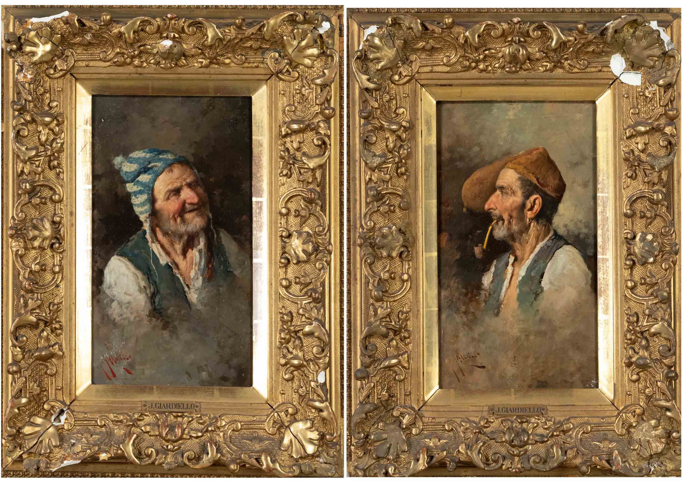 Giuseppe Giardiello | Pair of Italian character heads | MutualArt
