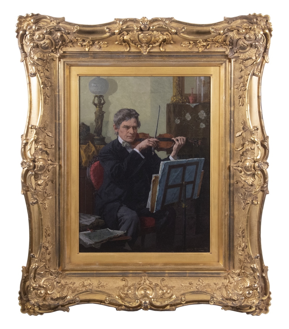Louis Charles Moeller | Portrait of a Violinist in his Room | MutualArt