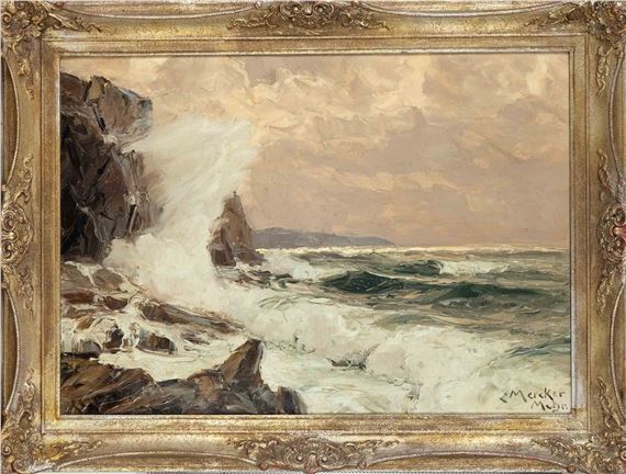 Erich Mercker | Spatulaed coastal scene with foaming surf | MutualArt