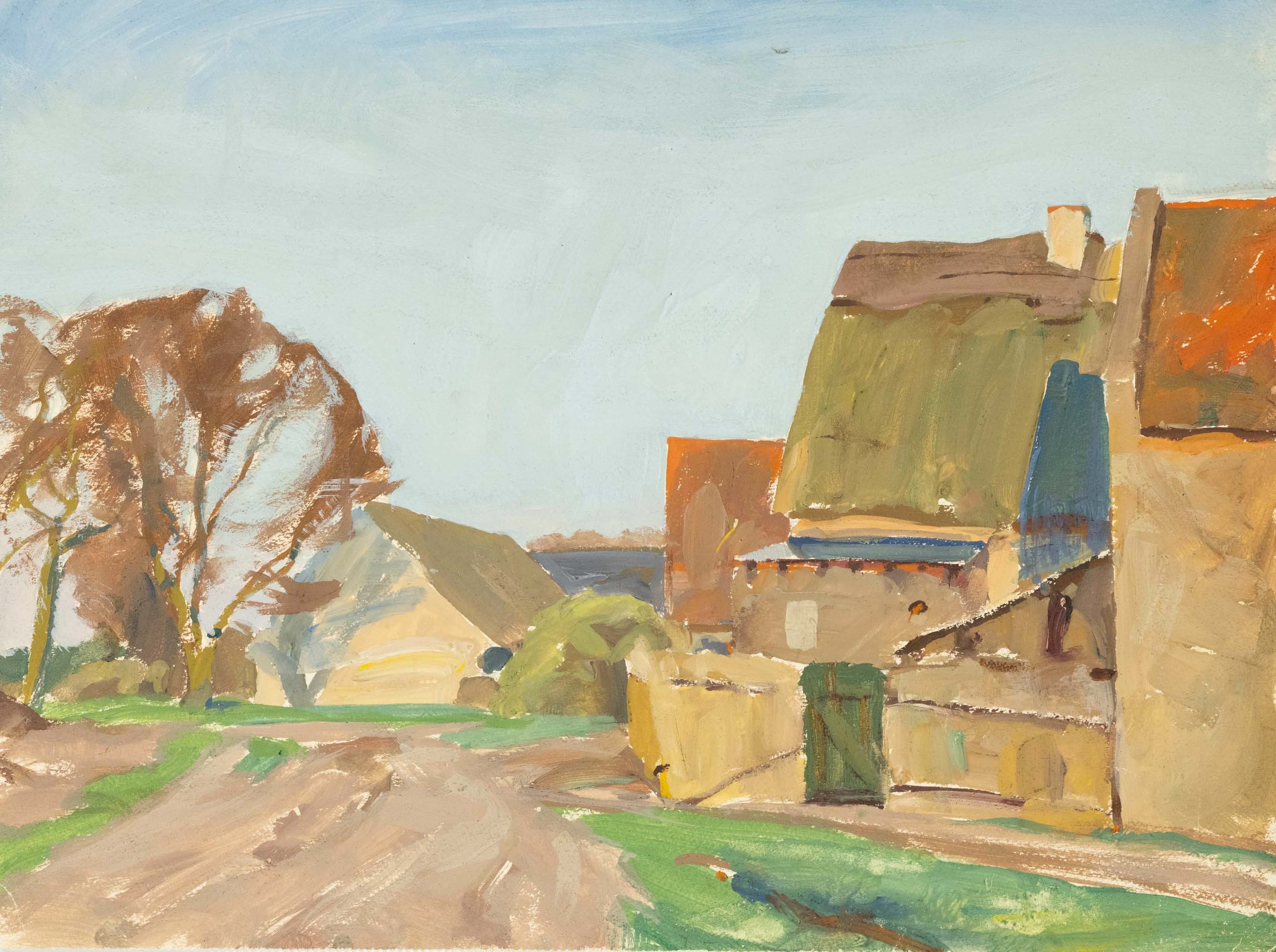 Wilhelm Körber | Landscape, village scene and cornfield | MutualArt