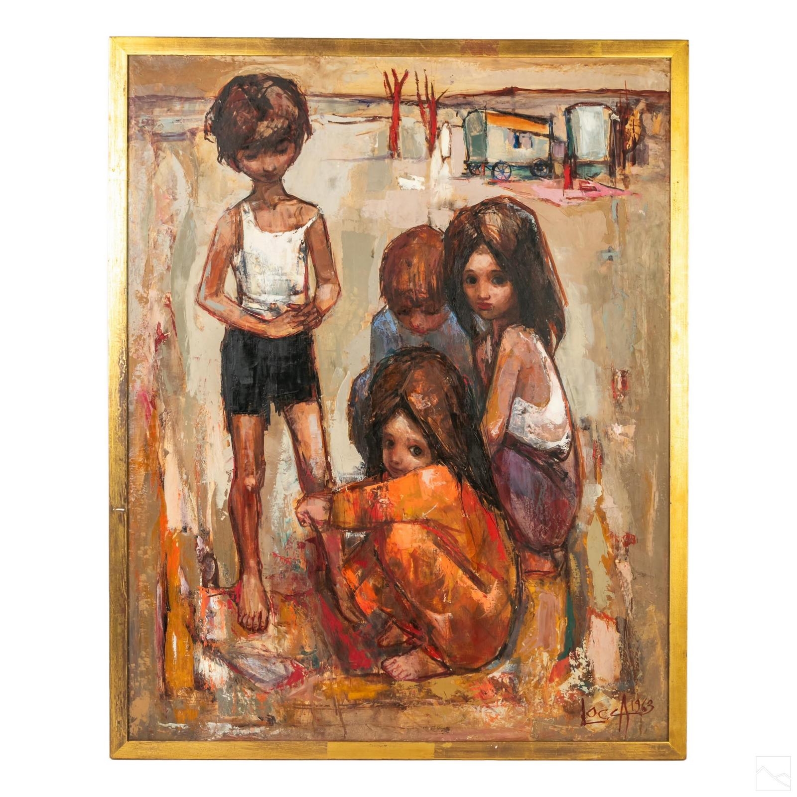 Bernard Locca | A portrait of four young French children with wagons ...