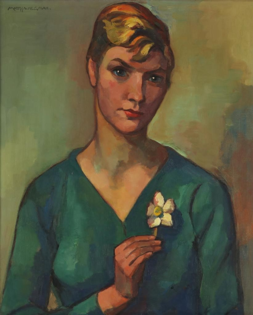 Mathieu Wiegman | Portrait lady with flower | MutualArt