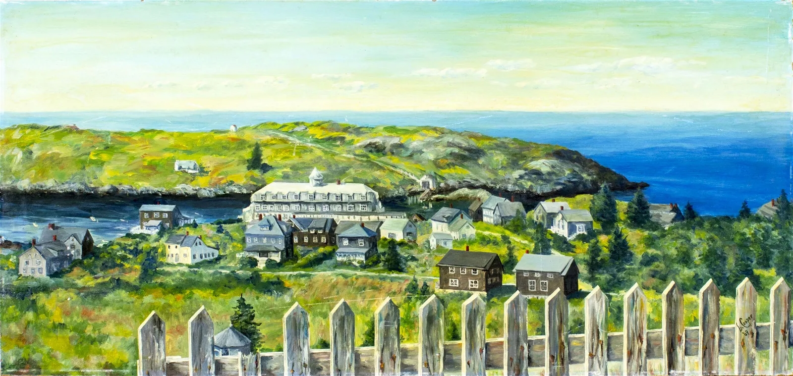 L. Cooper | Landscape with Town by the Sea (1969) | MutualArt