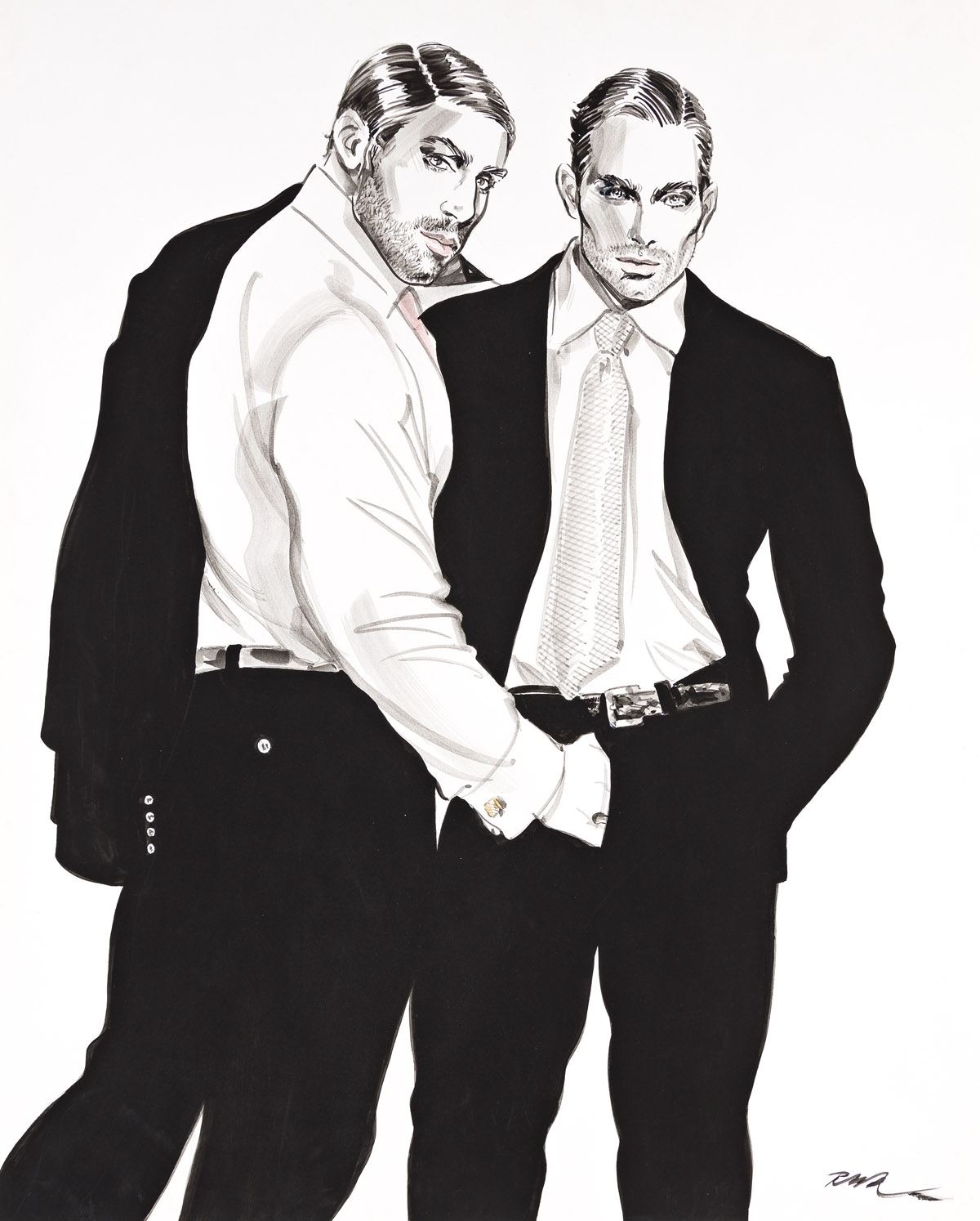 Robert W. Richards | Seated Nude,Two Standing Figures in Suits,Nick ...