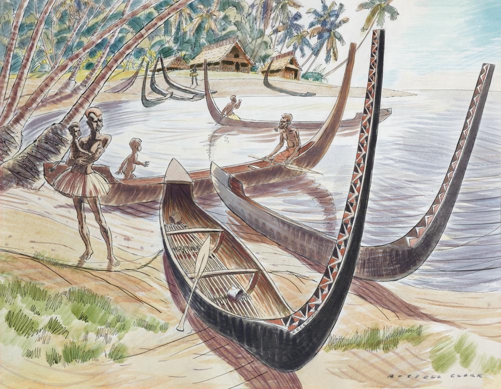 Russell Clark | Native Canoes, Savo Island | MutualArt