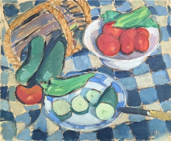 Paul Rivoire | Nature au saladier tomates et concombres, et poivrons ...