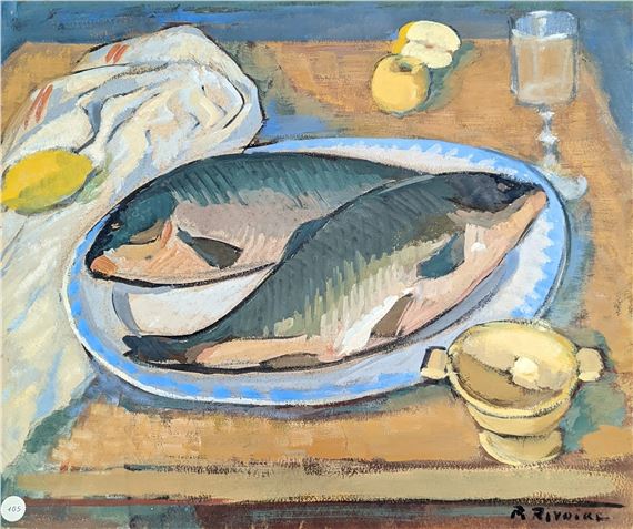 Paul Rivoire | La préparation des carpes sur une table | MutualArt