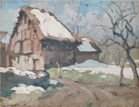 Paul Rivoire | Maison aux toits enneigés | MutualArt