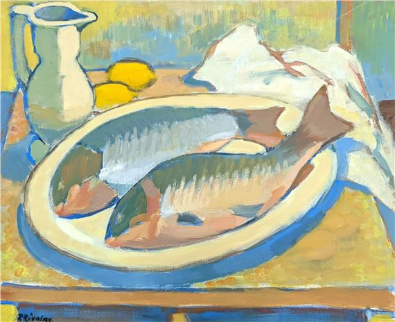 Paul Rivoire | Nature morte aux poissons et pichet | MutualArt