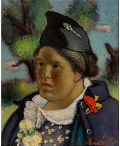 Simka Simkhovitch | Nurse with a red poppy (1946) | MutualArt