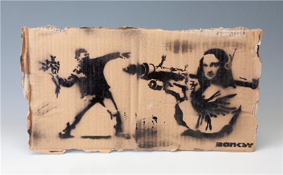 Banksy | Protester and Mona Lisa with bazooka (2015) | MutualArt