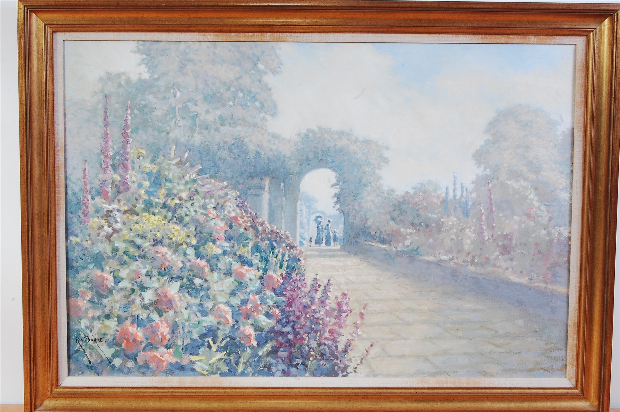 Rod Pearce | - Figures on a garden path in the summer | MutualArt