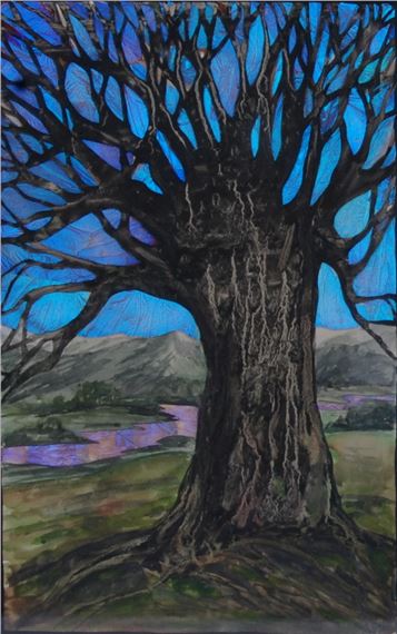 Spaj Atkinson | – A lone tree beside a stream | MutualArt