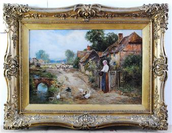 Ernest Walbourn | 2 Works: The Artist's Wife, Eva Walbourn, with Geese ...