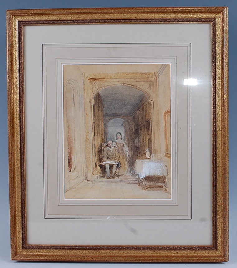 George Cattermole | - Interior scene with couple by a fire | MutualArt