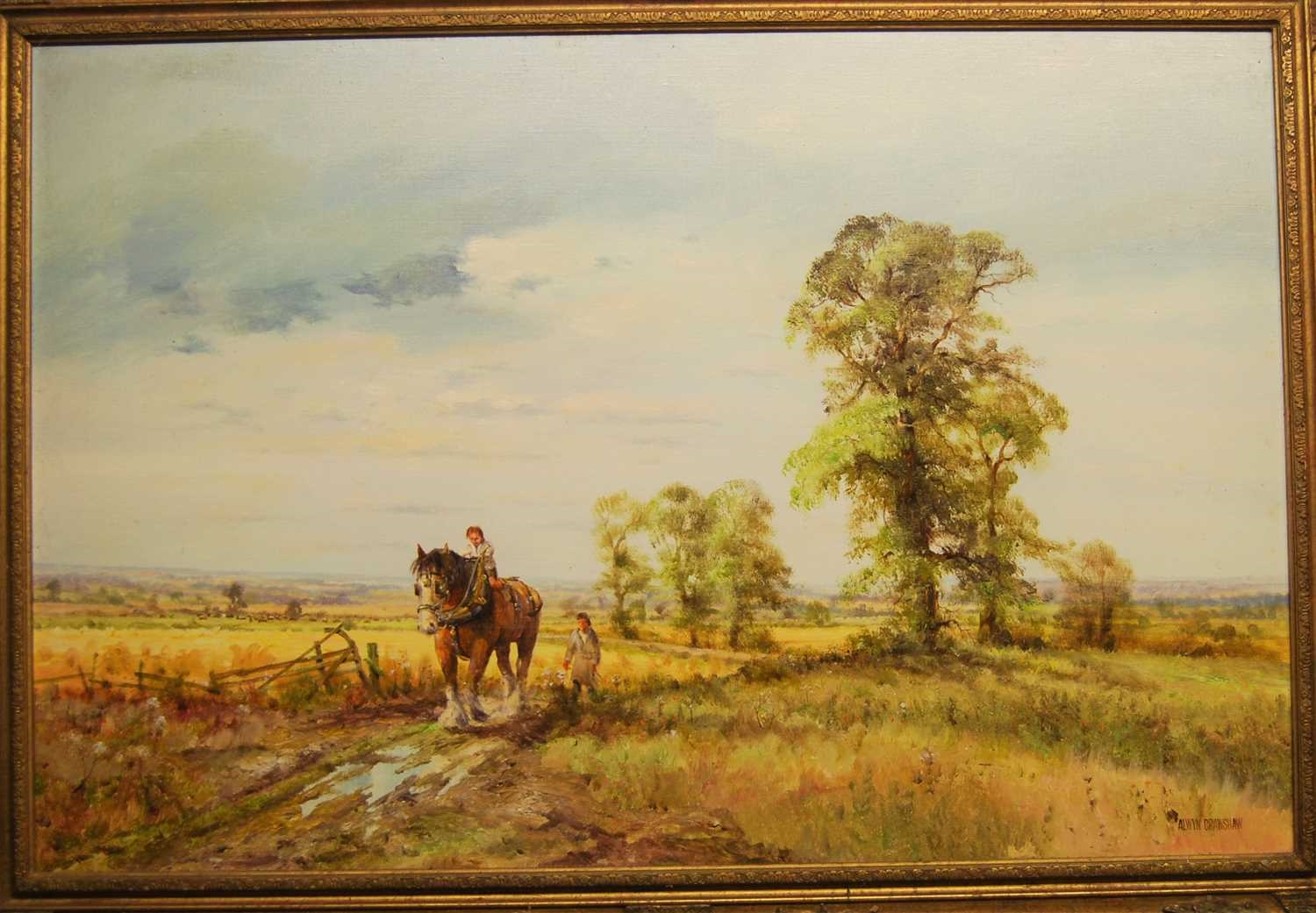 Alwyn Crawshaw | Alwyn Crawshaw - rural landscape scene with boy on ...