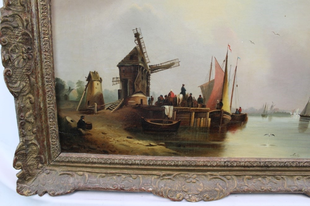 Dutch School, 19th Century | Figures by a harbour | MutualArt