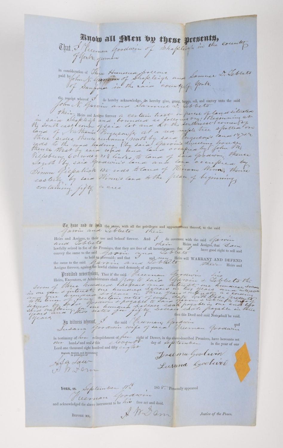 William Rowell | Four 19th Century Maine Deeds. (1841) | MutualArt