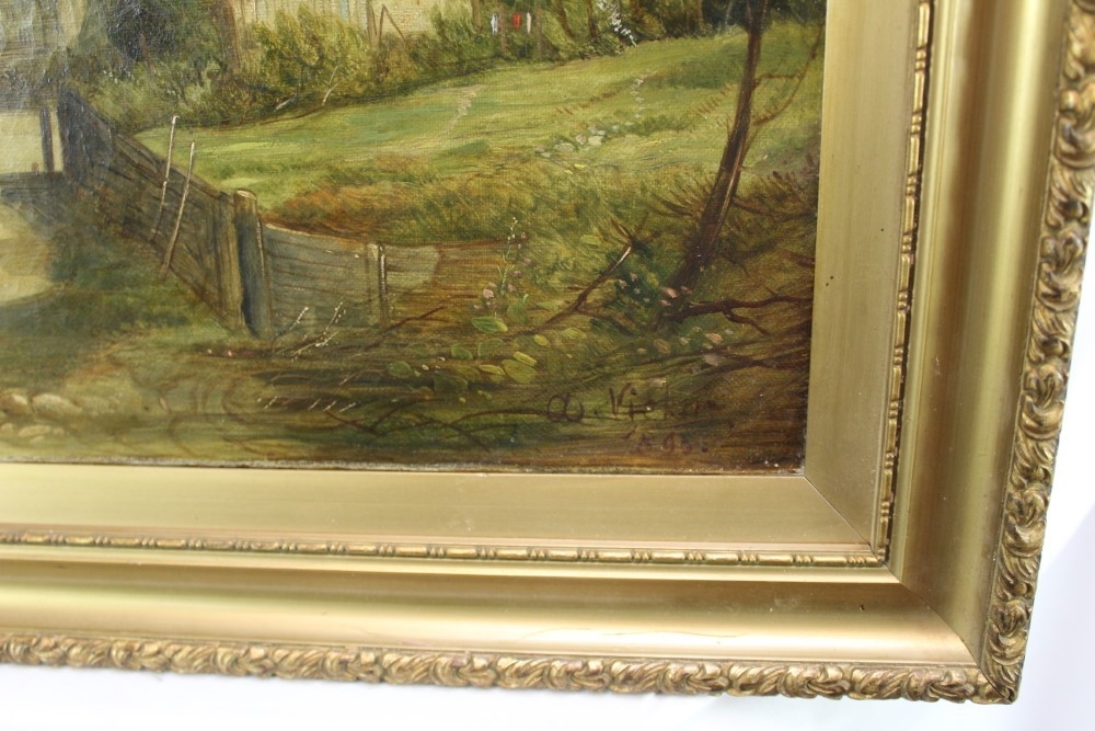 Alfred Henry Vickers | A river landscape with figures on a path by a ...