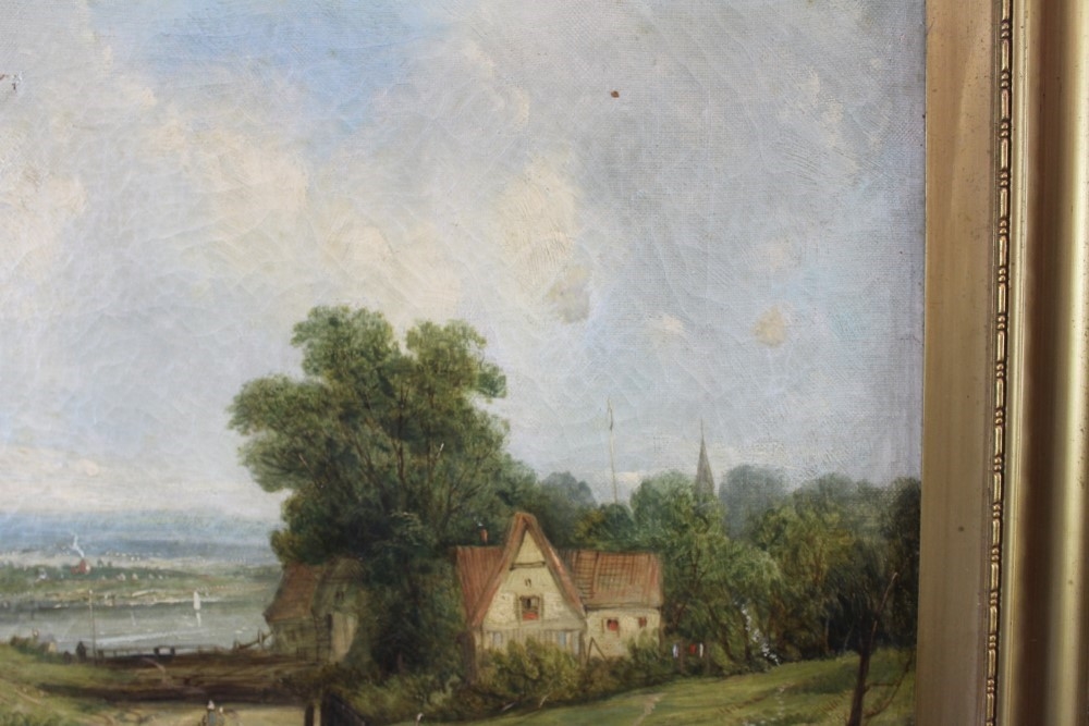 Alfred Henry Vickers | A river landscape with figures on a path by a ...