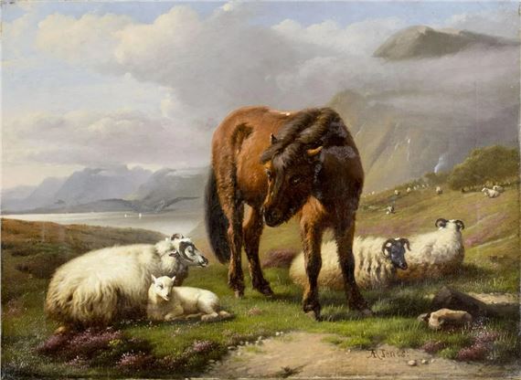 Daniel Adolphe Robert Jones | Sheep and Bull | MutualArt