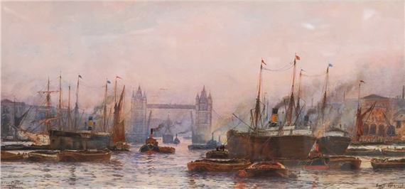 Frederick William Scarborough | THE POOL OF LONDON AND TOWER BRIDGE ...