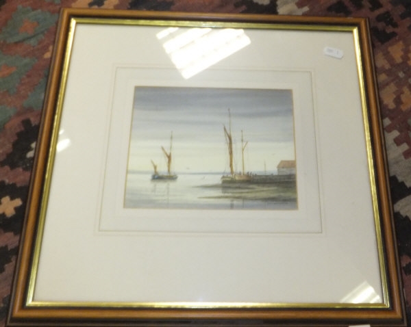 Alan Whitehead | Estuary scene with barges (20th Century) | MutualArt