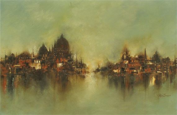 Peter Dunn | Cityscape from the river | MutualArt