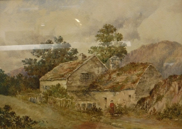 Andrew Deakin | A Welsh scene depicting cottages with a figure in the ...