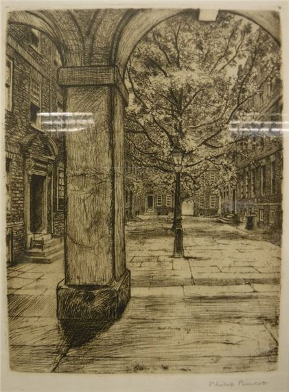 E. Philip Pimlott | Secluded street scene with arch building in the ...