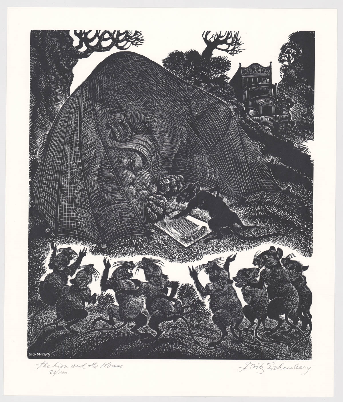 Fritz Eichenberg | The Lion and the Mouse, Bullfrog for President, The ...