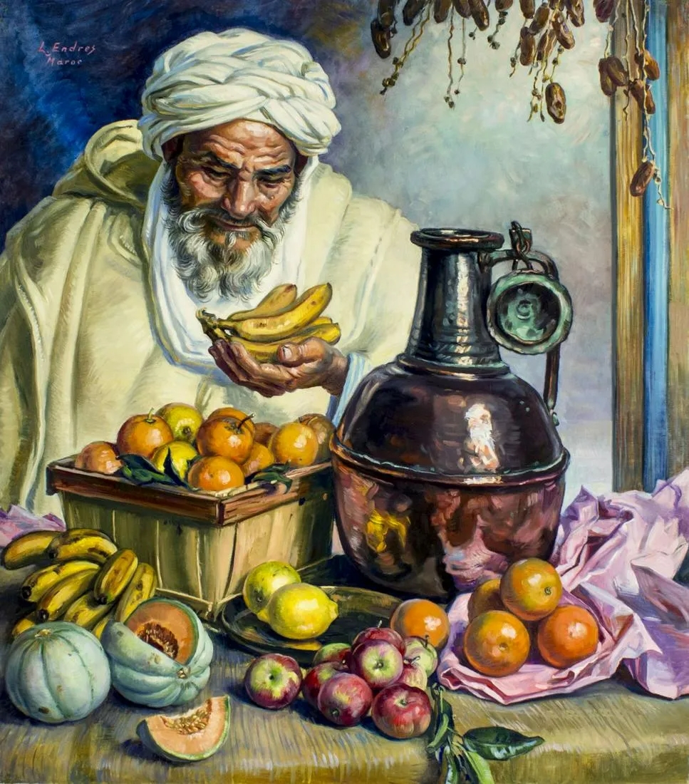 Louis John Endres | Moroccan Man with Fruits | MutualArt