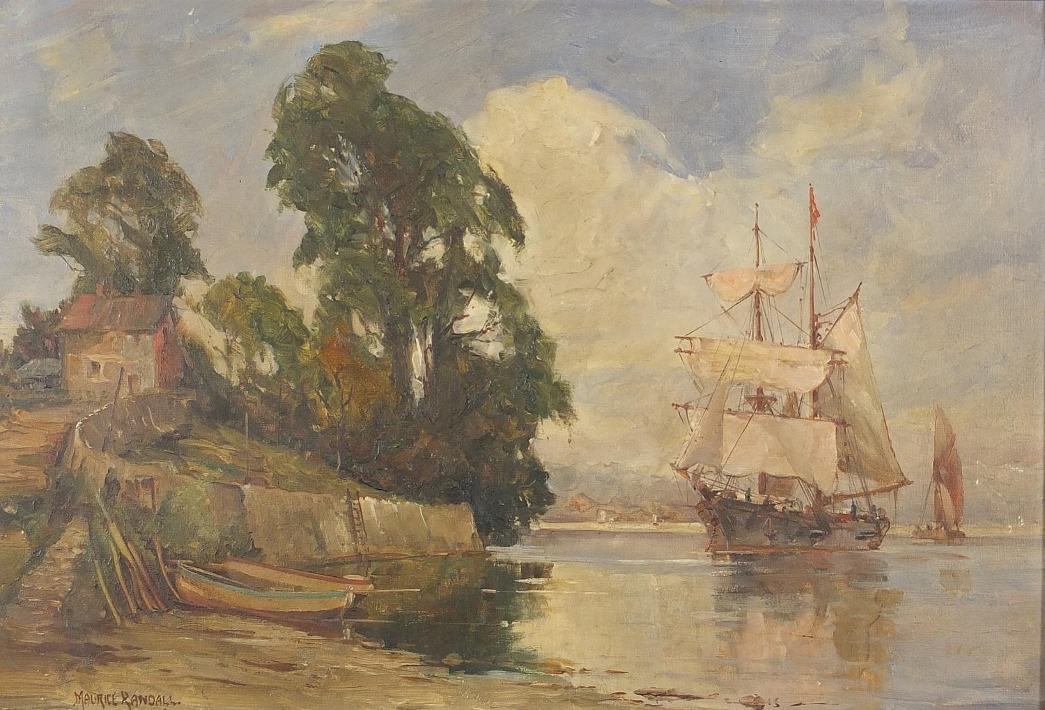 Maurice Randall | Maurice Randall - Harbour scene with ships (19th ...