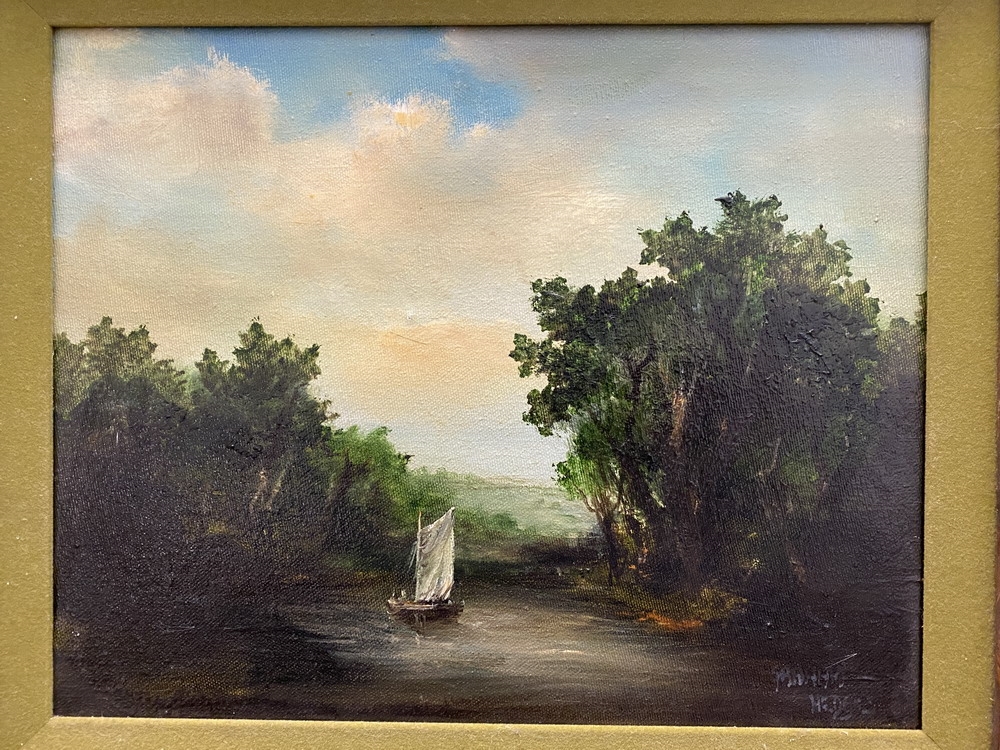 Graham Hedges | LAKE LANDSCAPE WITH SAILBOAT, | MutualArt